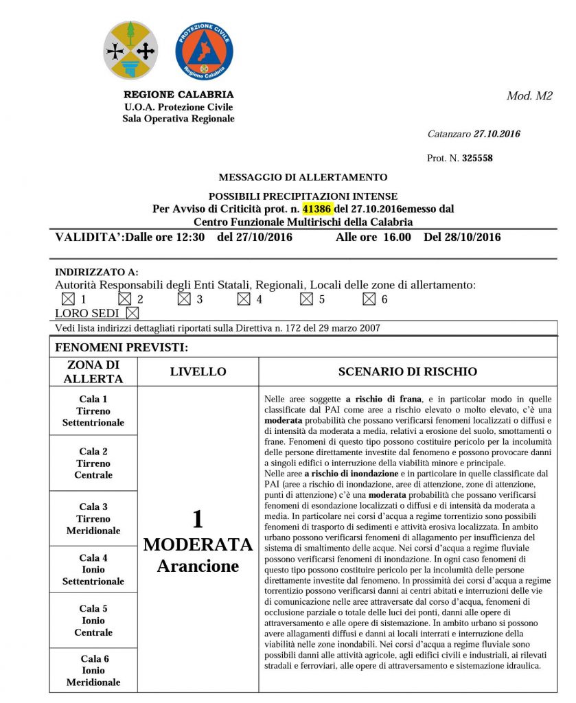 Allerta meteo di livello arancione su tutta la Calabria - Ciavula Allerta meteo di livello arancione su tutta la Calabria - Ciavula
