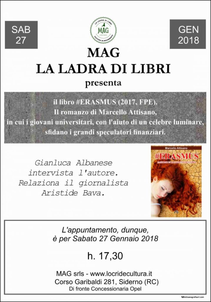Presentazione del romanzo d’esordio di Marcello Attisano il 27 gennaio al MAG di Siderno - Ciavula