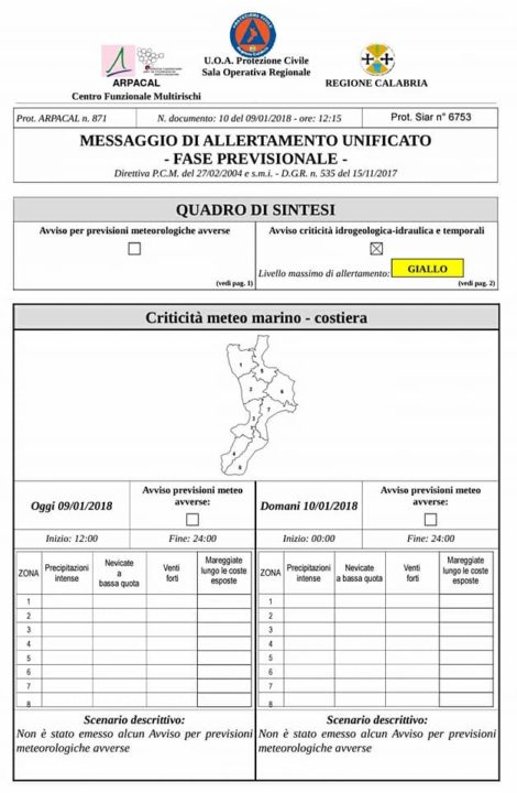 La Protezione civile lancia l'allerta gialla per la giornata di domani ... La Protezione civile lancia l'allerta gialla per la giornata di domani ...