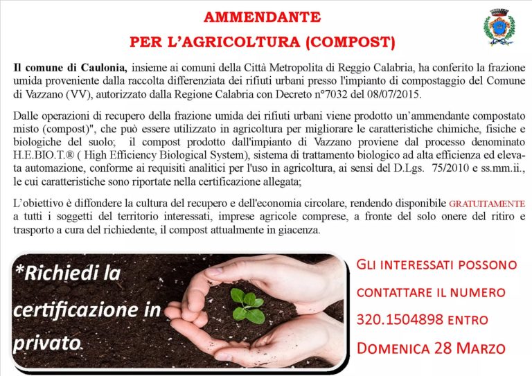 Caulonia, dall'umido prodotto compost disponibile gratuitamente per gli ...