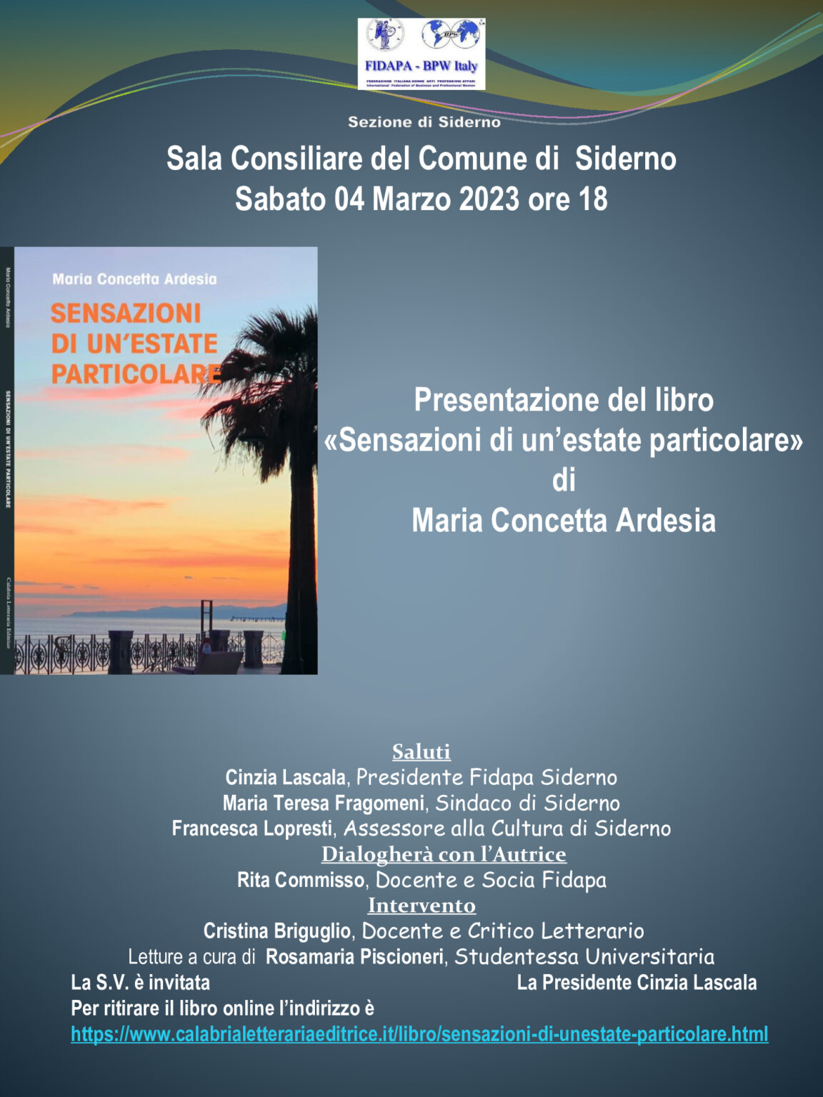 Oggi a Siderno la presentazione del libro “Sensazioni di un’estate ...
