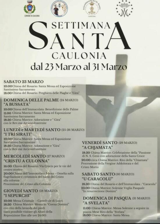 Il programma della "Settimana Santa" a Caulonia - Ciavula